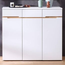 Pharao24.de Schuh Sideboard Flur Kommode in Wei&szlig; 120 cm breit