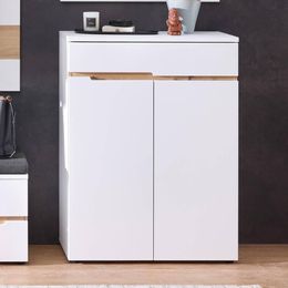 Pharao24.de Dielenkommode Hohe Kommode mit Schuhb&ouml;den 80 cm breit