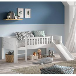 Pharao24.de Kinderbett Kinderzimmer Bett in Wei&szlig; aus Massivholz