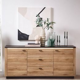Pharao24.de Sideboard Gro&szlig;e Kommode mit drei Schubladen und Dreht&uuml;ren