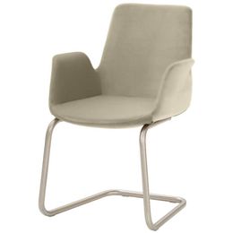 Pharao24.de Polsterstuhl Esszimmer Freischwinger Stuhl mit Gestell aus Metall in Taupe