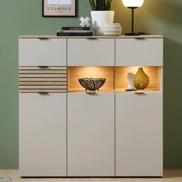 Pharao24.de Wohnzimmerschrank Highboard mit vier Schubladen und Dreht&uuml;ren