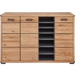 Pharao24.de Flur Sideboard Schuh Kommode in Wildeichefarben mit sieben offenen F&auml;chern