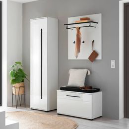 Pharao24.de Dielenm&ouml;belset Komplett Garderobe Hochglanz Front in Wei&szlig; (dreiteilig)