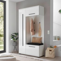 Pharao24.de Flurm&ouml;bel Set Komplett Garderobe 111 cm breit mit 4 Kleiderhaken