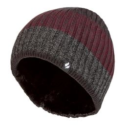Heat Holders Herren Fleece gef&uuml;tterte gestreifte Winterm&uuml;tze | W&auml;rmehalter | hohe Leistung weiche isolierte thermische M&uuml;tze - Charcoal