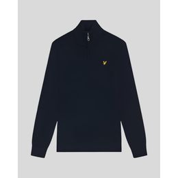 Lyle & Scott Lyle & Scott Pullover aus Merinowolle mit 1/4-Rei&szlig;verschluss &ndash; Marineblau