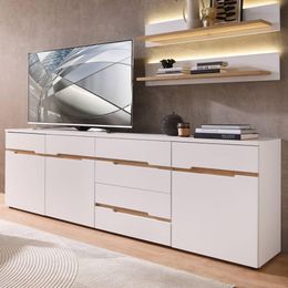 Pharao24.de TV Sideboard Fernsehunterschrank in Wei&szlig; mit vier Schubladen