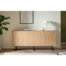 Sideboard Home Affaire "Lund, moderner Schrank, Kommode mit Kufengestell", beige (stone oak), B:200cm H:90cm T:40cm, Sideboards, Sideboard, ausreichend Stauraum, vielseitig einsetzbar, 200 cm breit