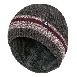 Heat Holders Mens Turnover Cuff Winter Beanie | W&auml;rmehalter | Gestrickte gestreifte Thermom&uuml;tze - Charcoal