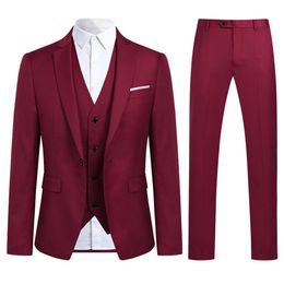 Allthemen 3-teiliger Slim Fit Anzug in Kastanienbraun mit einem Knopf