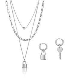 Ohrring und Ketten Set MARC LAUDER "MS003S", silber, Schmuck_Sets, Damen, 40-45cm, Edelstahl, 40-45cm