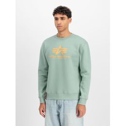 Sweatshirt Alpha Industries "Basic Sweater", Herren, Gr. M, gr&uuml;n (frost gr&uuml;n), angeraute Sweatware, Obermaterial: 80% Baumwolle, 20% Polyester, bedruckt, normal normal, Rundhals, Rippb&uuml;ndchen, Sweatshirts Sweatshirt, Baumwollmischung, regular fit