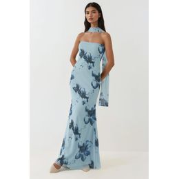 Tr&auml;gerloses bl&uuml;hendes Bodycon-Maxikleid