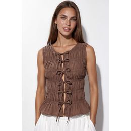 Gerafftes Top mit Bindeband