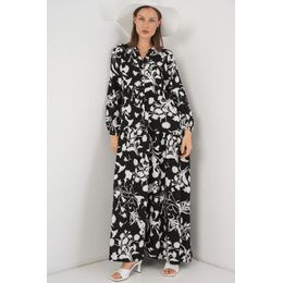 Muster-V-Ausschnitt Maxikleid