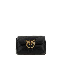 Pinko Schwarze Kalbsleder Bos Taurus Schultertasche