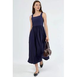 Schwingendes Midi-Kleid mit quadratischem Kragen