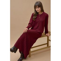 Strick-Pullover-Set mit Rundhalsausschnitt und ausgestelltem Rock