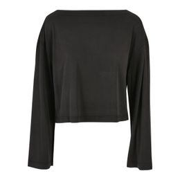Langarmshirt Urban Classics "Urban Classics Damen", M&auml;dchen, Gr. M, schwarz, 77% Modal, 23% Polyester, unifarben, oversize, U-Boot-Ausschnitt, Shirts Langarmshirt