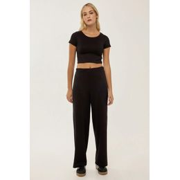 Strick-Crop-Shirt und elastische Bundhose Set