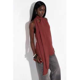Halterneck-Top mit Schal-Detail