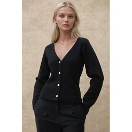 Figurbetonter V-Ausschnitt Knopf-Cardigan