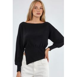 Boot-Ausschnitt Pullover aus mitteldickem Strick