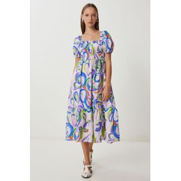 Abstraktes Druck A-Linien Midi Kleid