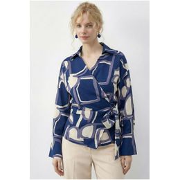 Bluse mit geometrischem Druck und Krawattendetail
