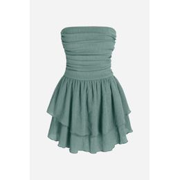 Tr&auml;gerloses Texturiertes R&uuml;schenshirt Mini-Kleid