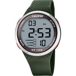 Chronograph Calypso Watches "Color Splash", gr&uuml;n (olivgr&uuml;n), Armbanduhren, Herren, Chronograph, Armbanduhr, Quarzuhr, Herrenuhr, digital, Datum, Stoppfunktion