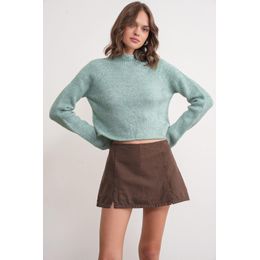 Damen Gestreifter Strickpullover mit verk&uuml;rztem Schnitt