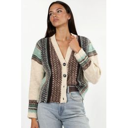 Oversized Soft-Touch Muster V-Ausschnitt Strickcardigan