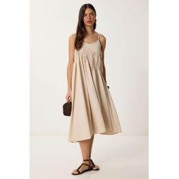 R&uuml;schenshirt U-Ausschnitt Midi-Kleid