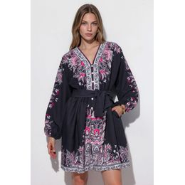 Kleid mit G&uuml;rtel und V-Ausschnitt im Paisleymuster