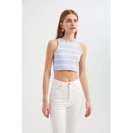 Gestreiftes cropped T-Shirt mit Rundhalsausschnitt