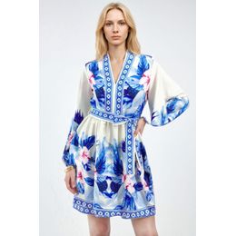 Blumenmuster A-Linien Mini-Kleid