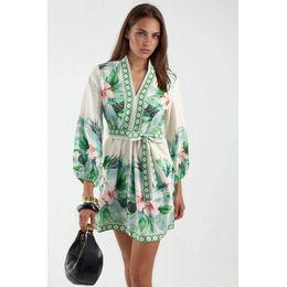 Blumiges A-Linie Mini-Kleid