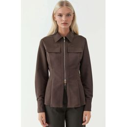 Fitted Langarmhemd mit Rei&szlig;verschlussdetails