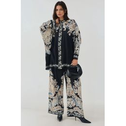 Bedrucktes Hochwaist-Kimono-Hosen-Set