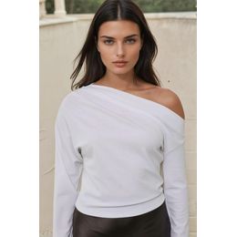 Asymmetrische Hals-Umhangbluse