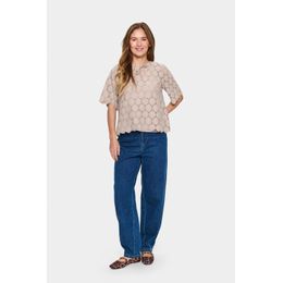 Saint Tropez Kurzarm-Bluse Lockere Passform Atmos beige
