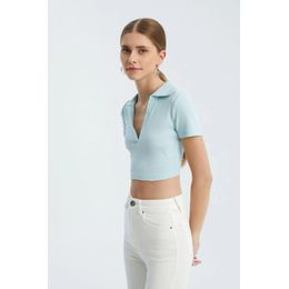 V-Ausschnitt Polo Cropped Top