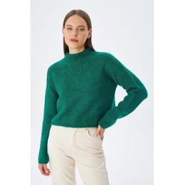 Damen Gestreifter Strickpullover mit verk&uuml;rztem Schnitt