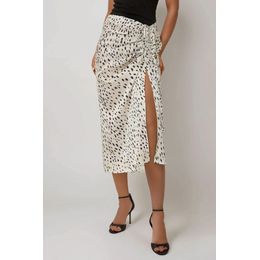 Bedruckter Bodycon-Satin-Midi-Rock mit Schlitz