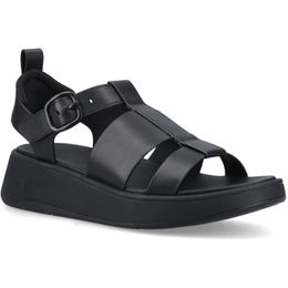 fitflop F-Mode Fischer-Leder Damen Schwarz Schmal Fit Sandalen