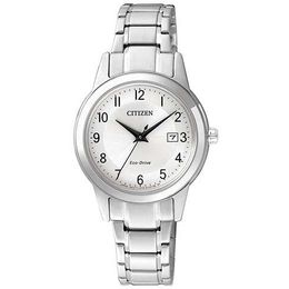 Solaruhr Citizen, silber (silberfarben), Armbanduhren, Damen, Armbanduhr, Damenuhr, Edelstahlarmband, Datum