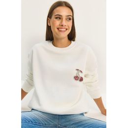 Bestickter Rundhalsausschnitt Sweatshirt