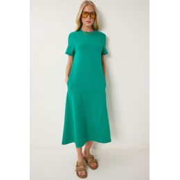 Midikleid mit kurzen &Auml;rmeln und Rundhalsausschnitt